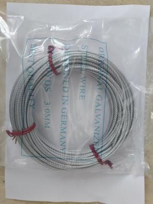 China Galvanized Steel Wire Rope 7x7 Structure 3.0mm Diameter 36 Yards Length Aircraft Cable for sale