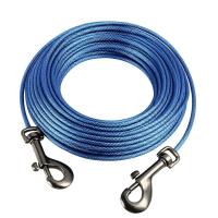 China Blue PVC Coated Dog Tie Out Cable with 20FT Length and 920 Lbs Break Strength for Medium Duty Dogs for sale