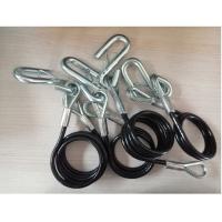 China 5000 Lbs Load Capacity PVC Coated Coiled Trailer Safety Cable with Corrosion Resistant S-Hook for sale