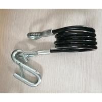 China 5000 Lbs Load Capacity PVC Coated Coiled Trailer Safety Cable with Corrosion Resistant S-Hook for sale