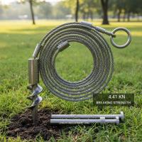 China Outdoor High Carbon Steel Retractable Dog Tie Out Cable with 4.41 KN Breaking Strength and Customizable Length for sale