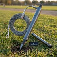 China Outdoor High Carbon Steel Retractable Dog Tie Out Cable with 4.41 KN Breaking Strength and Customizable Length for sale