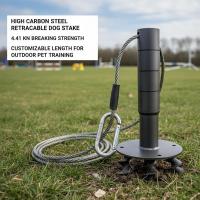 China Outdoor High Carbon Steel Retractable Dog Tie Out Cable with 4.41 KN Breaking Strength and Customizable Length for sale