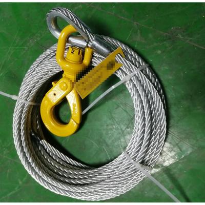 China Wire Rope Winch Cable with Self-locking Swivel Hook for Tow Truck - 6x26+IWRC Construction and 5700 lbs Load Capacity for sale