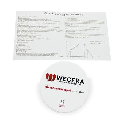 China ST Color Pre Shaded Dental Zirconia Block Wieland Disk B3 D98*10mm 1100Mpa for sale