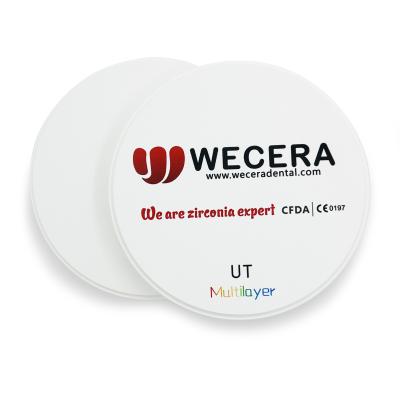China 49% UT Multilayer Zirconia Disc Ultra Translucent 600 Mpa Dental Ceramic Blocks for sale