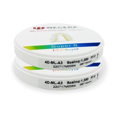 China 8 Layer Multilayer Zirconia Block for Dental Crowns and Bridges for sale