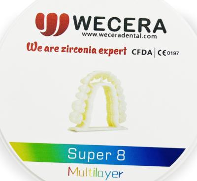 China 8 Layers Multilayer 3D Pro Zirconia Block A1 A2 A3 Color 1200 Mpa D98*18mm for sale