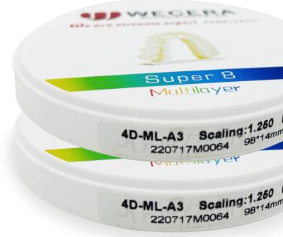 China 98*16mm Multilayer Zirconia Block Dentistry A3.5 CAD CAM Dental Materials for sale