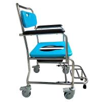 China Blue Medical Safety Shower Toilet Chair With Wheels Easy Cleaning for sale