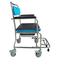 China Blue Medical Safety Shower Toilet Chair With Wheels Easy Cleaning for sale