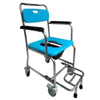 China Blue Medical Safety Shower Toilet Chair With Wheels Easy Cleaning for sale