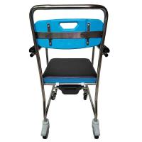 China Blue Medical Safety Shower Toilet Chair With Wheels Easy Cleaning for sale