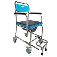 China Blue Medical Safety Shower Toilet Chair With Wheels Easy Cleaning for sale