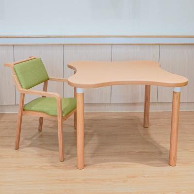 China Modern Design Solid Wood Wooden Table Set for Home Rehabilitation Brown Dining Panel Style for sale