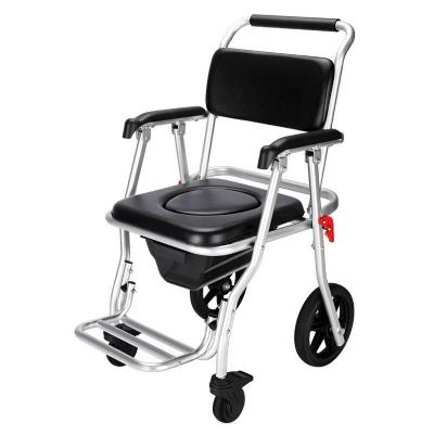 China Folding Commode Shower Chair With Bedpan Home Care Black for sale