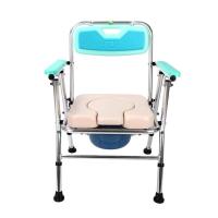 China Foldable Aluminum Disabled Toilet Chair Hospital Mobile Commode Chair for sale