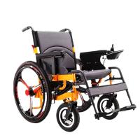 China Portable Foldable Power Chair Durable Battery and Orange Frame Electric Wheelchair for Safe Load of 130kg for sale