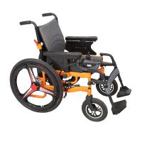 China Portable Foldable Power Chair Durable Battery and Orange Frame Electric Wheelchair for Safe Load of 130kg for sale