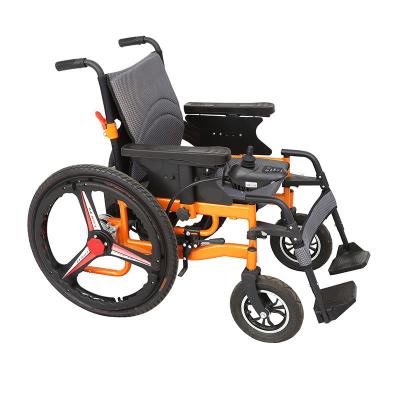 China Portable Foldable Power Chair Durable Battery and Orange Frame Electric Wheelchair for Safe Load of 130kg for sale