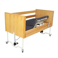 China Hospitals Clinics Accredited Home Electric Nursing Beds Solid Beech Slide Adjustable Guardrails Back Raising Leg Lifting Beds for sale