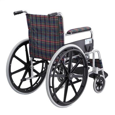 China Cheap Steel Aluminum Folding Self Propelled Wheelchair For Elderly Disabled People for sale