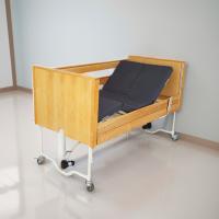 China Hospitals Clinics Accredited Home Electric Nursing Beds Solid Beech Slide Adjustable Guardrails Back Raising Leg Lifting Beds for sale