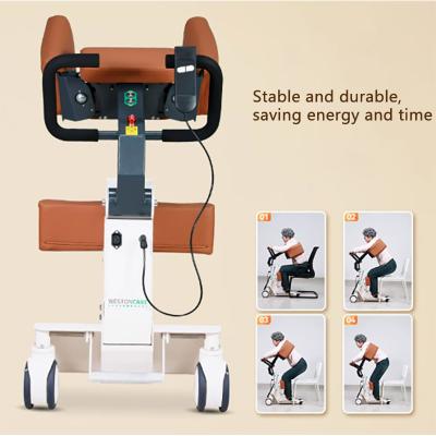 China Electric Standing Lift Wheelchair for Rehabilitation Brown Leather for sale
