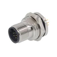 China 4 Pin Die Cast Screw A Code Male M12 Circular Connector Electrical Panel Front Mount PCB for sale