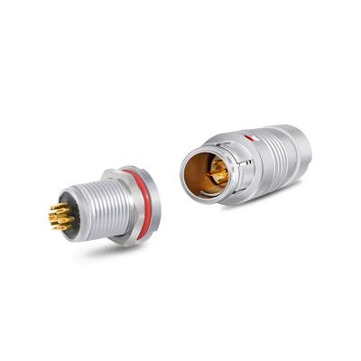 China Circular Push Pull Connectors Brass Contacts With Gold-plated IP50 For Audio And Video Equipment for sale