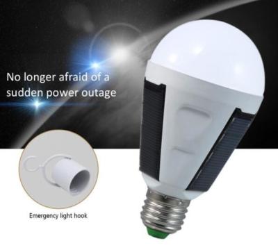 China 7W 12W led bulb solar emergency rechargeable lamp E27 Li battery CE isolated driver 5630 chip Epistar 80LM 80RA PC cover for sale