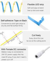 China 9.84ft 480leds/m 24v 6000K 10mm COB Led Light Strip Daylight White for indoor lighting decoration for sale
