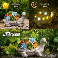 China Succulent 7 LED Lights Solar Garden Outdoor Statues Turtle for Patio Balcony Unique Housewarming Gifts for sale