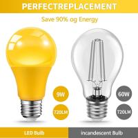 China 15000 Hours 800lm 60W A19 Amber Light Bulbs For Enclosed Fixtures for sale