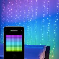 China Adjustable RGBIC 2700K-6500K LED Curtain Lights With Music Sync IP44 Waterproof for sale