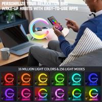 China Adjustable Brightness RGBIC G-Shape Intelligent LED Desk Lamp Rgb LED Ambient Night Light with Wireless Charger Clock for sale