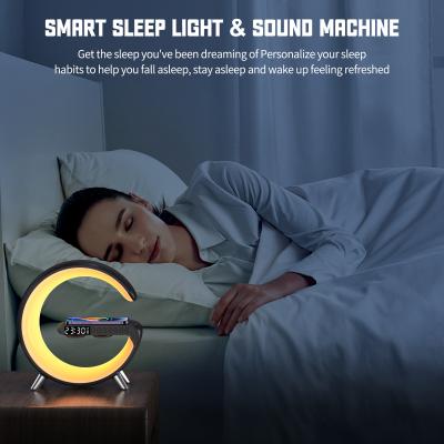China Hands Free Timer Controlled G Shaped Rgb Light Table Lamp With Wireless Charger Bluetooth Speaker for sale