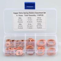 China Copper Metric Sealing Washers Assortment Set 6 sizes 110 pcs cooper washer kit for sale