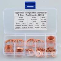 China Copper Metric Sealing Washers Assortment Set 8 sizes 80 pcs cooper washer kit for sale