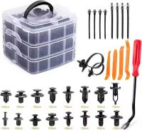 China 635Pcs Car Push Retainer Clips & Auto Fasteners Assortment -Most Popular Sizes Nylon Bumper Fender Rivets with 10 Cable Ties for sale