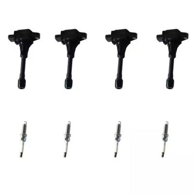 China Ignition Coil&spark Plug Set of 4 Pieces Ignition Coil Pack 22448-ED000 and Spark Plug DILKAR6A-11 for Nissan for sale