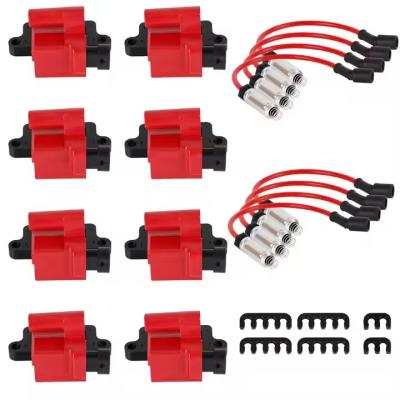 China 8pcs D581 Square Ignition Coils Ultra High with Spark Plug Wires 3859078 for GMC for SILVERADO 1500 2500 3500 4.8L 5.3L 6.0L for sale