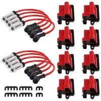 China 8pcs D581 Square Ignition Coils Ultra High with Spark Plug Wires 3859078 for GMC for SILVERADO 1500 2500 3500 4.8L 5.3L 6.0L for sale