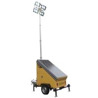 China Solar Powered Mobile Solar Light Tower Solar Trailer With 3*450W Solar Panels for sale
