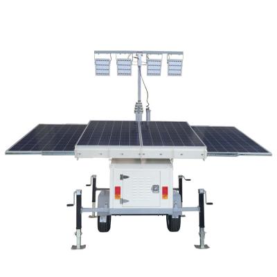 China Solar Hybrid Light Tower With 4*300W Solar Panels 4*200Ah Batteries For Desert for sale