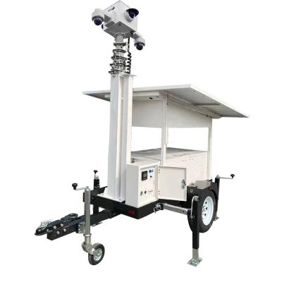 China Remote Monitoring Portable Solar Powered Surveillance 4G 5G Camera Trailer For Road Construction Monitoring for sale
