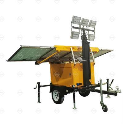 China Portable Solar Trailer Mounted 4*100W LED Lights For Chemical Industrial Parks Lighting for sale