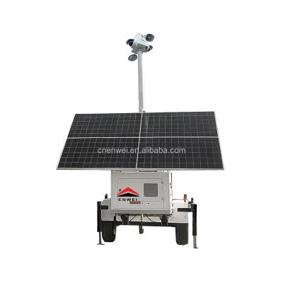 China Mobile CCTV Surveillance Trailer With Solar Panels 4G Connectivity For Parking Lot for sale