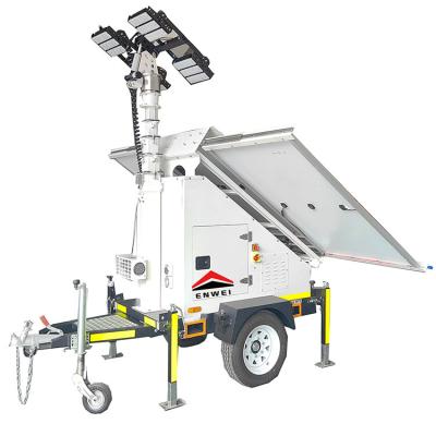 China High Illumination Range Solar Powered Led Floodlight Lighting Trailer For Construction Site Lighting for sale