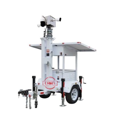China Solar CCTV Trailer Solar Portable Light Tower Trailer with Energy System for Construction Site Monitoring for sale